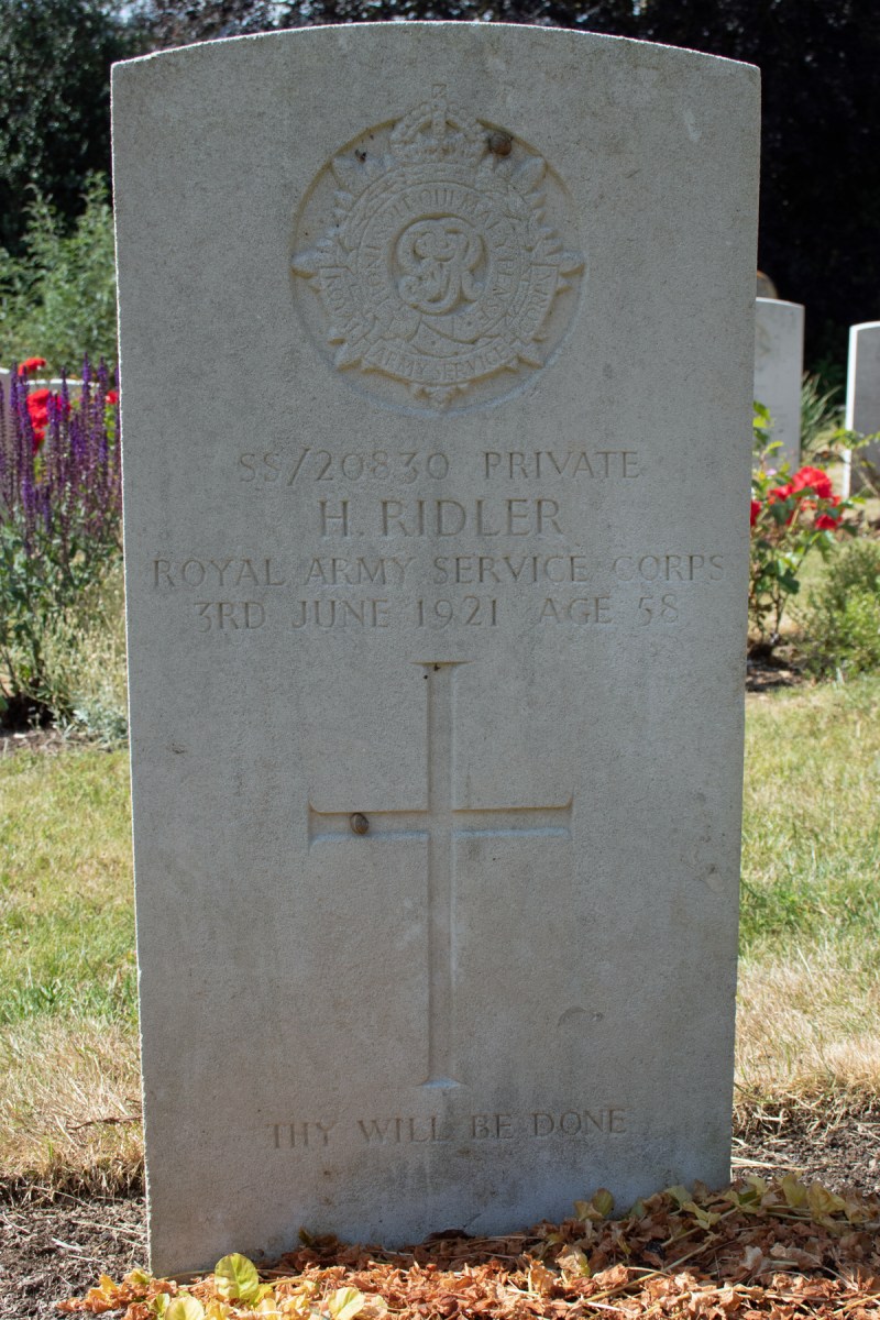CWG: Private Henry Ridler | Death and Service